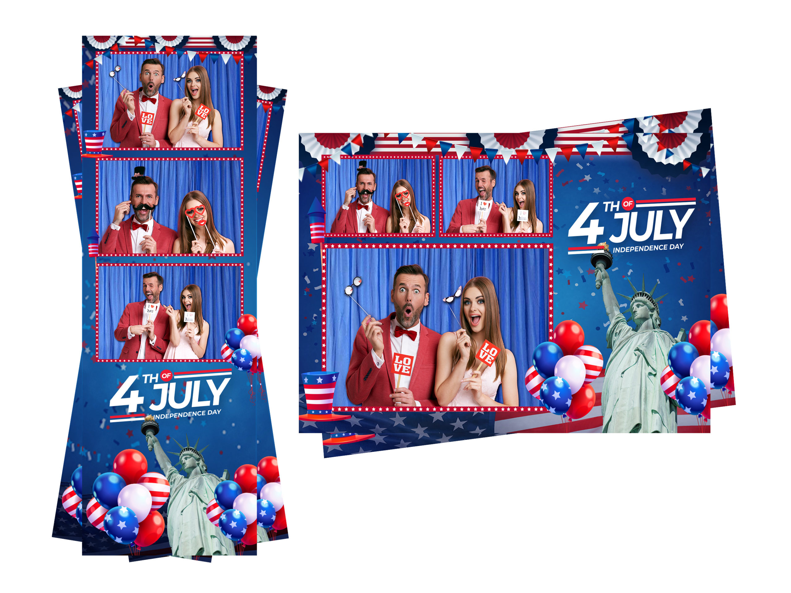 4th of July Statue of Liberty and Balloons Photo Booth Template - Photo ...